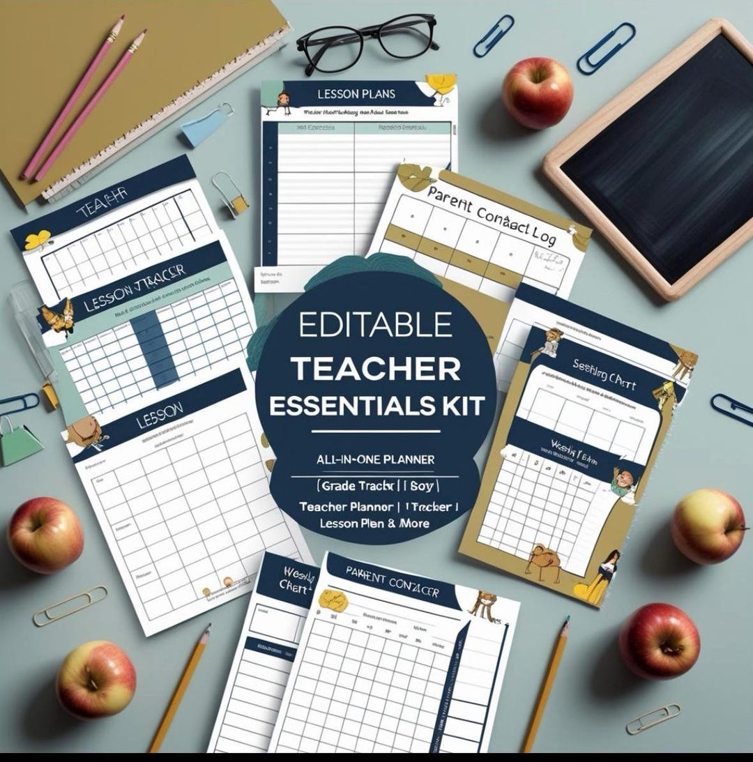 Editable Teacher Essentials Kit All in One Classroom Planner Grade ...