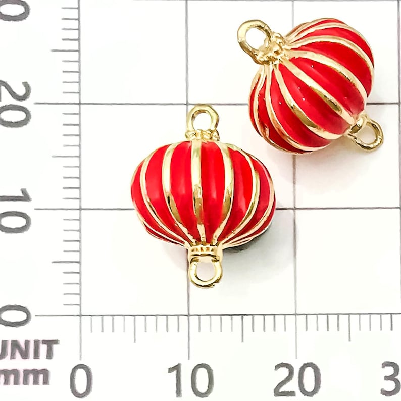 10/16pcs Enamel Chinese Style New Year Lucky Blessing Charm Red Lantern ...