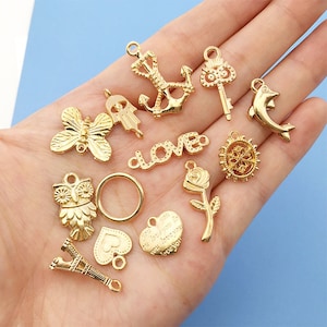 Mix 20/30/50/100PCS Bulk Wholesale Lot Assorted Style KC Gold Charms ...