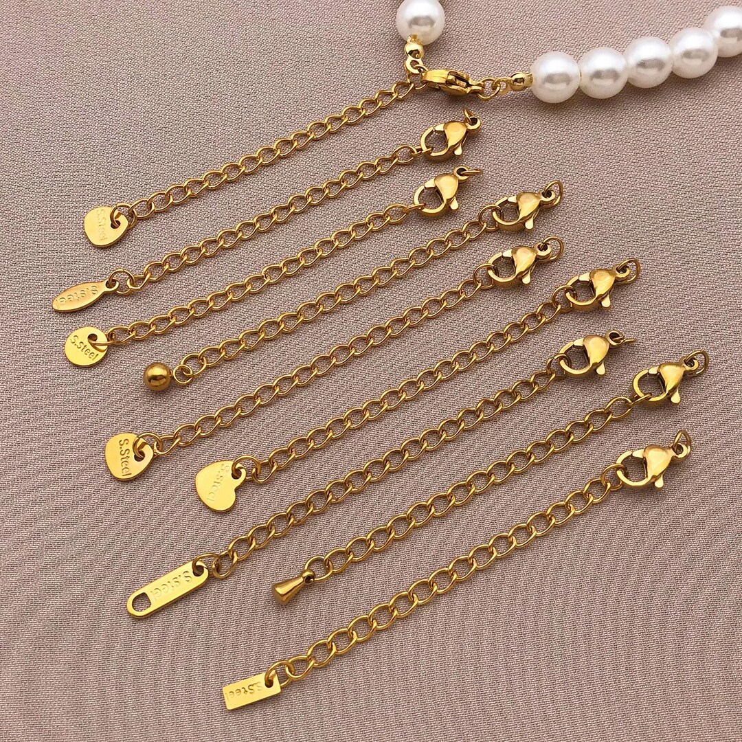 10pcs Chain Extender for Jewelry Making 18K Gold Plated Necklace Chain ...