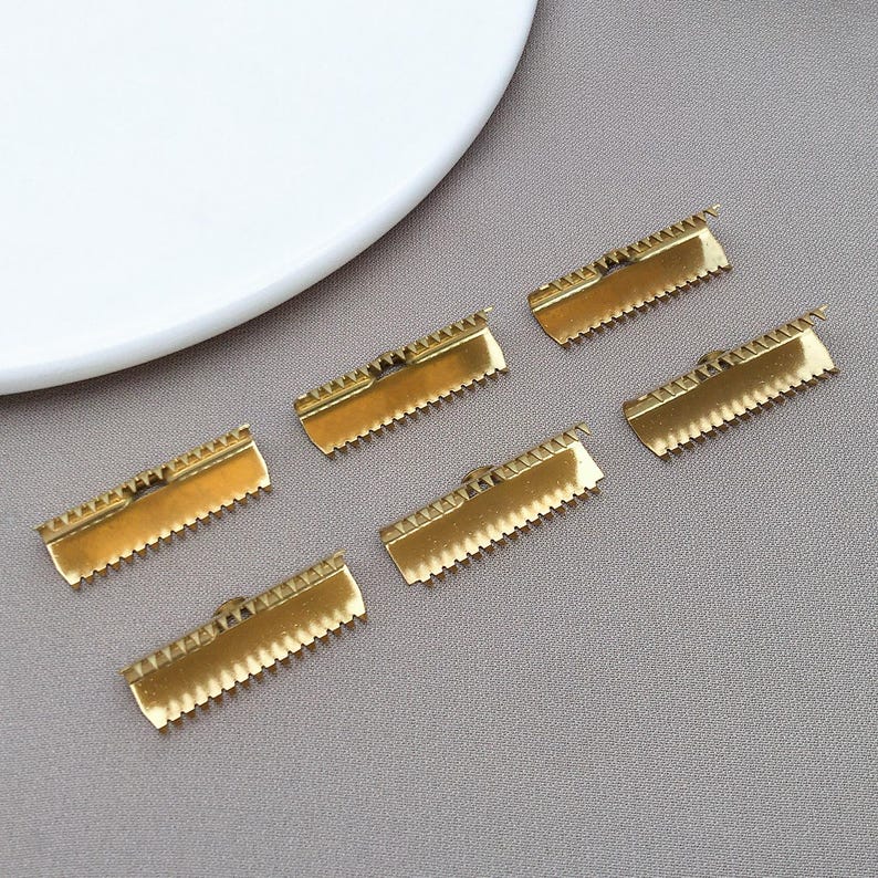 10/30pcs Rectangle Ribbon Ends With Clamps Stainless Steel Ribbon Crimp ...