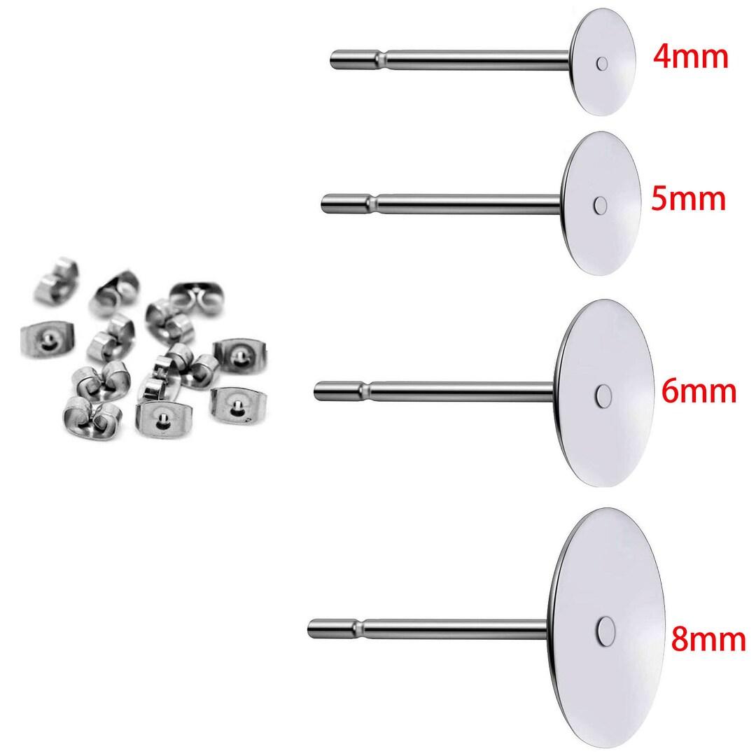 200PCS Nickel Free High Quality Stainless Steel Earring Posts With 4 5 ...