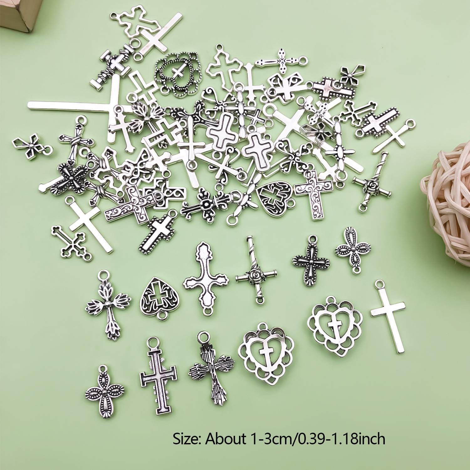 Random Mix 20/50/100pcs Bulk Antique Silver Cross Charms Pendant for ...