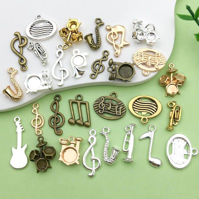 Mix20/100pcs Bulk Antique Silver Musical Instrument Guitar Charms ...