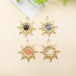 5pcs Sun Charm Gold Plated Diy Jewelry Accessories Necklace Charm ...