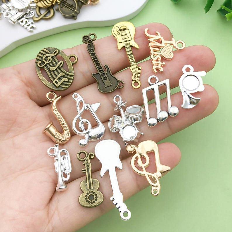 Mix20/100pcs Bulk Antique Silver Musical Instrument Guitar Charms ...