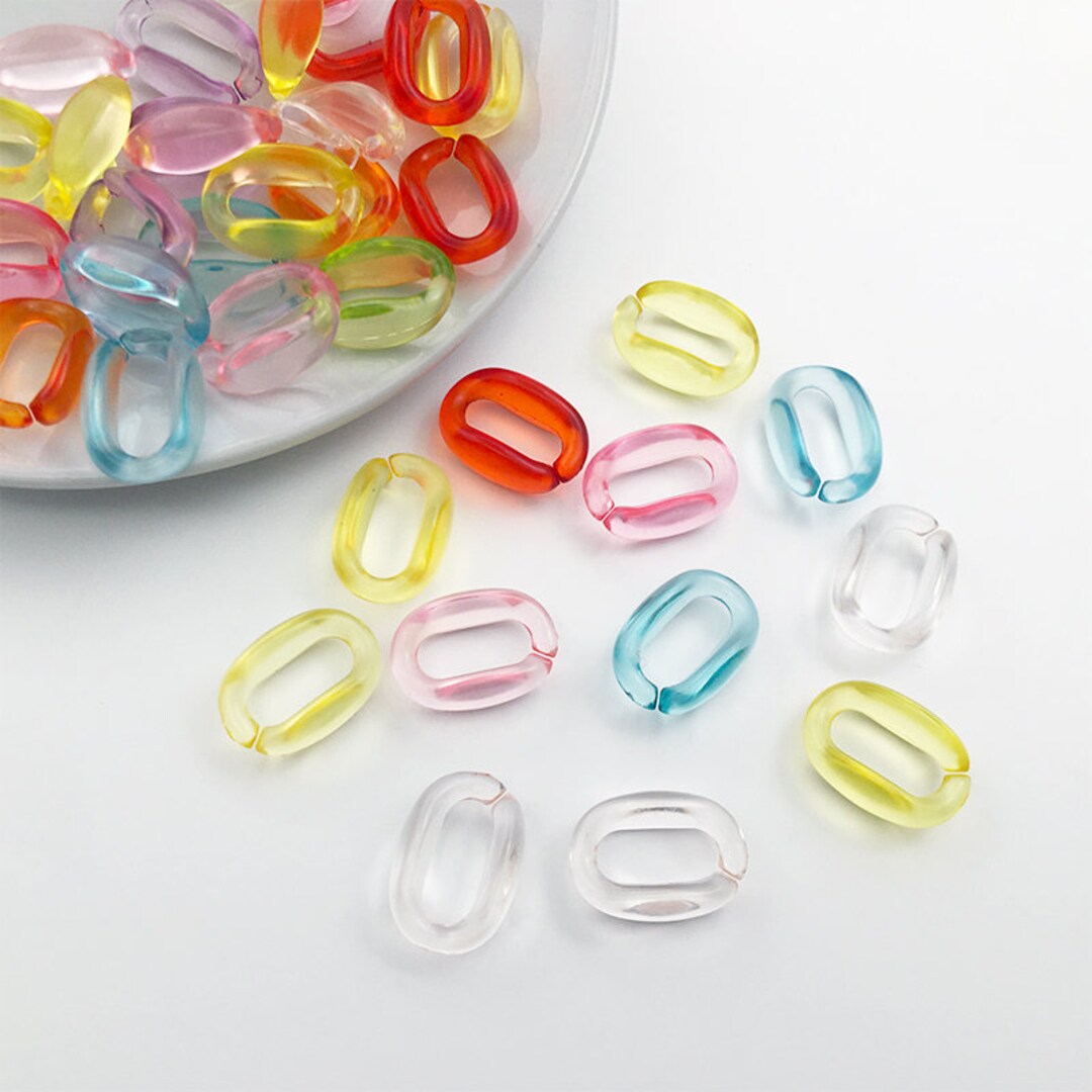100/200/300pcs Transparent Colorful Mixed Open Acrylic Chain,plastic ...