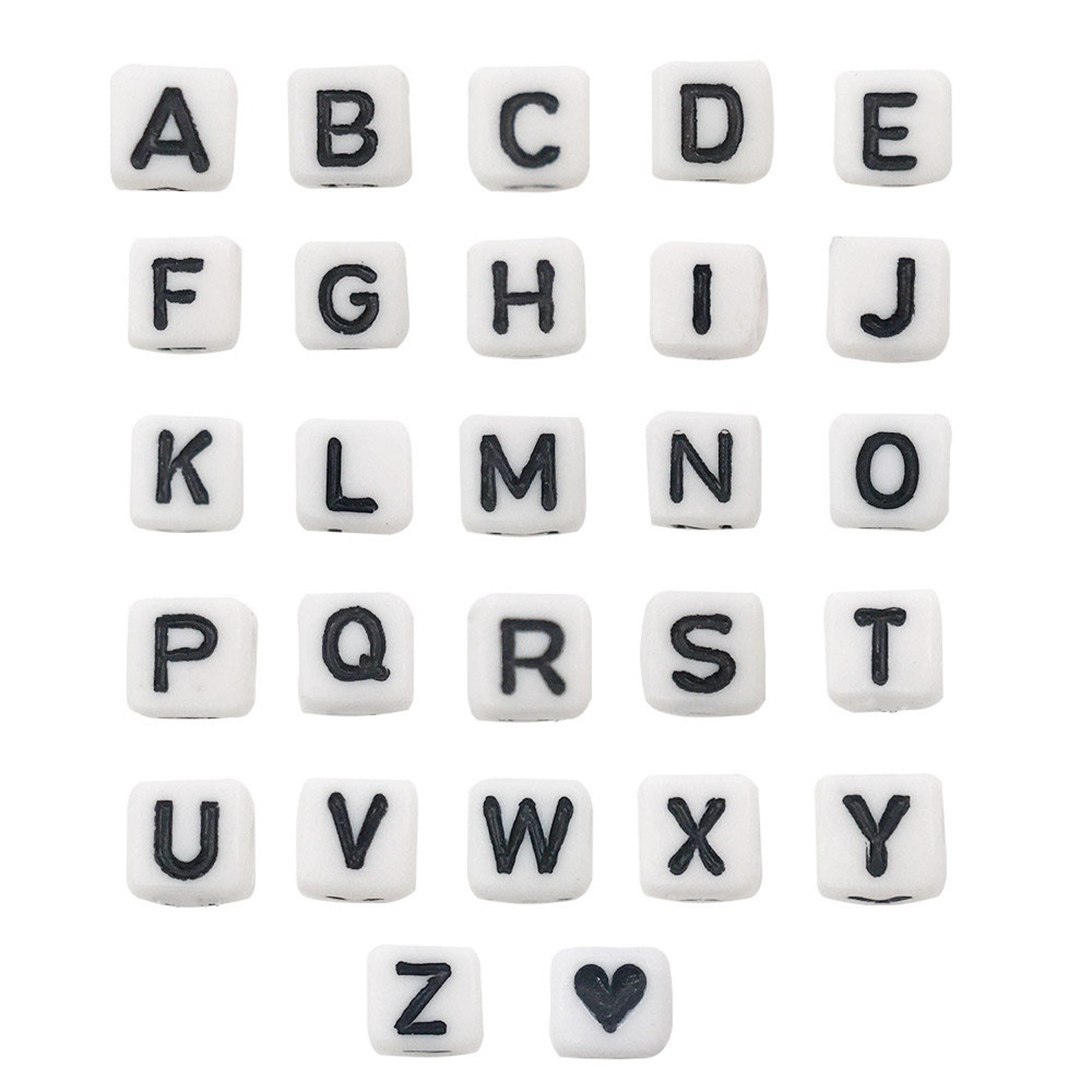 100PCS Mix Square Letter Beads Alphabet Cube or Round Beads A - Etsy
