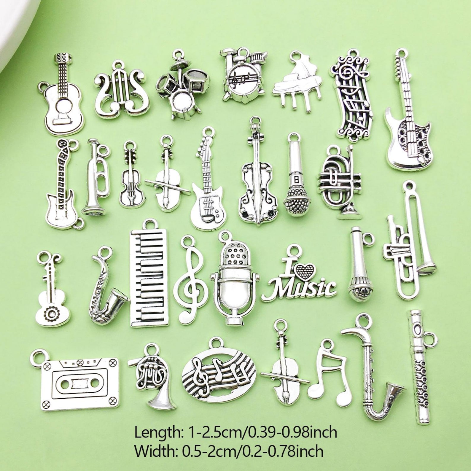 50pcs Bulk Enamel Music Charms Tibetan Guitar Notes Piano Musical ...