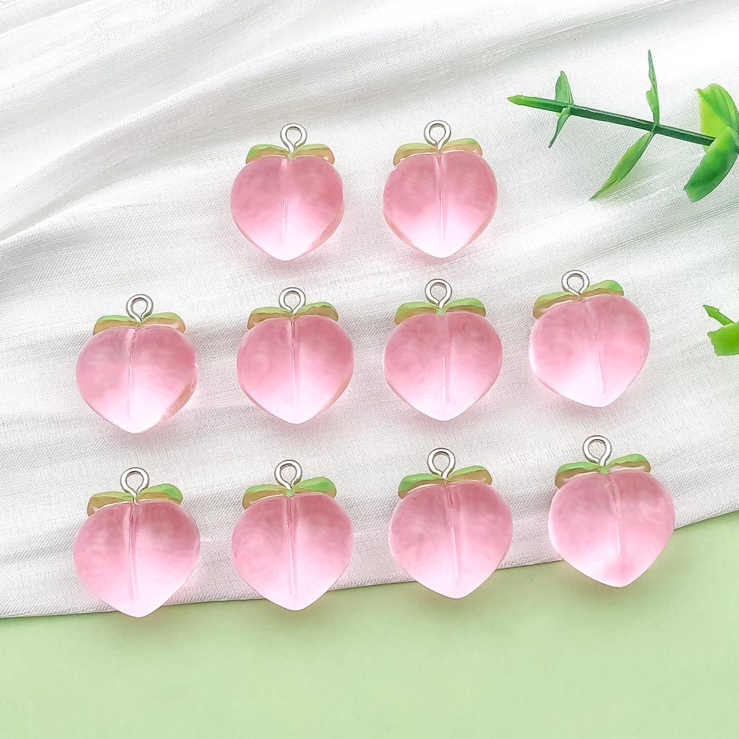 10pcs Peach Pendants Transparent Resin Pendants Fruit Pendants Pink 3D ...