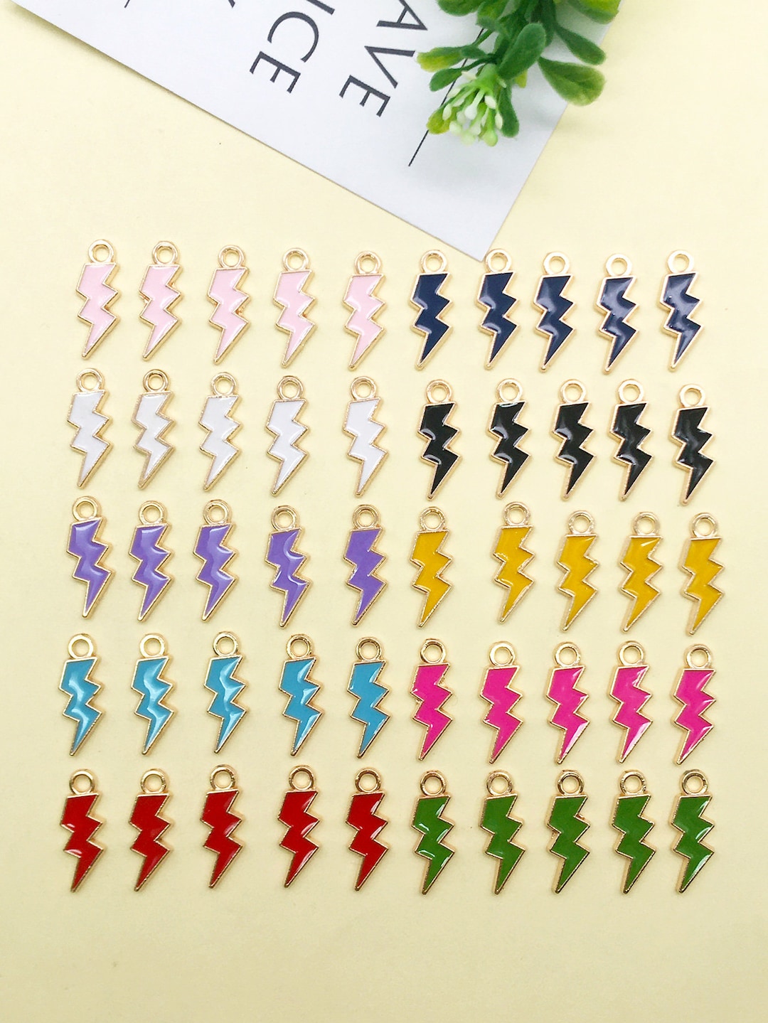 10/20/30pcs Enamel Mini Lightning Charm,cute Love Earring Pendant ...