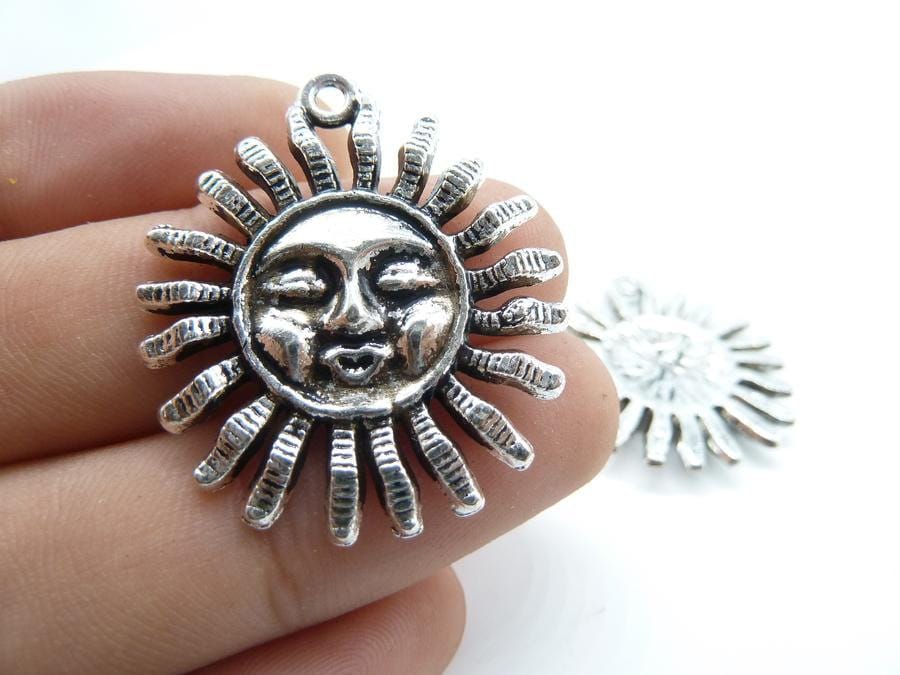 10pcs 30x34mm Antique Silver Sun Charm Sun Pendant Radiating | Etsy