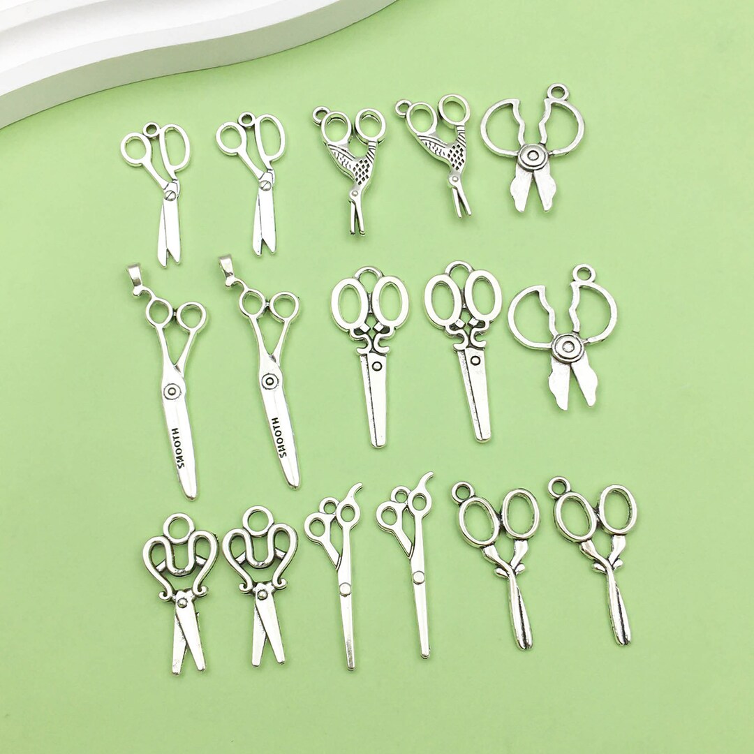 Mix 16/20pcs Bulk Antique Silver Scissors Hairdressing Tool Charms ...