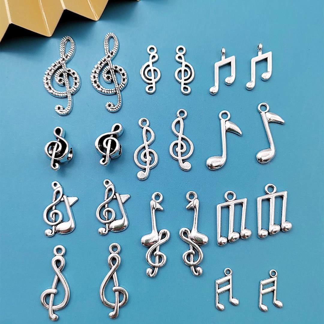 Mix20pcs Bulk Antique Silver Music Note Charms Pendant for DIY ...