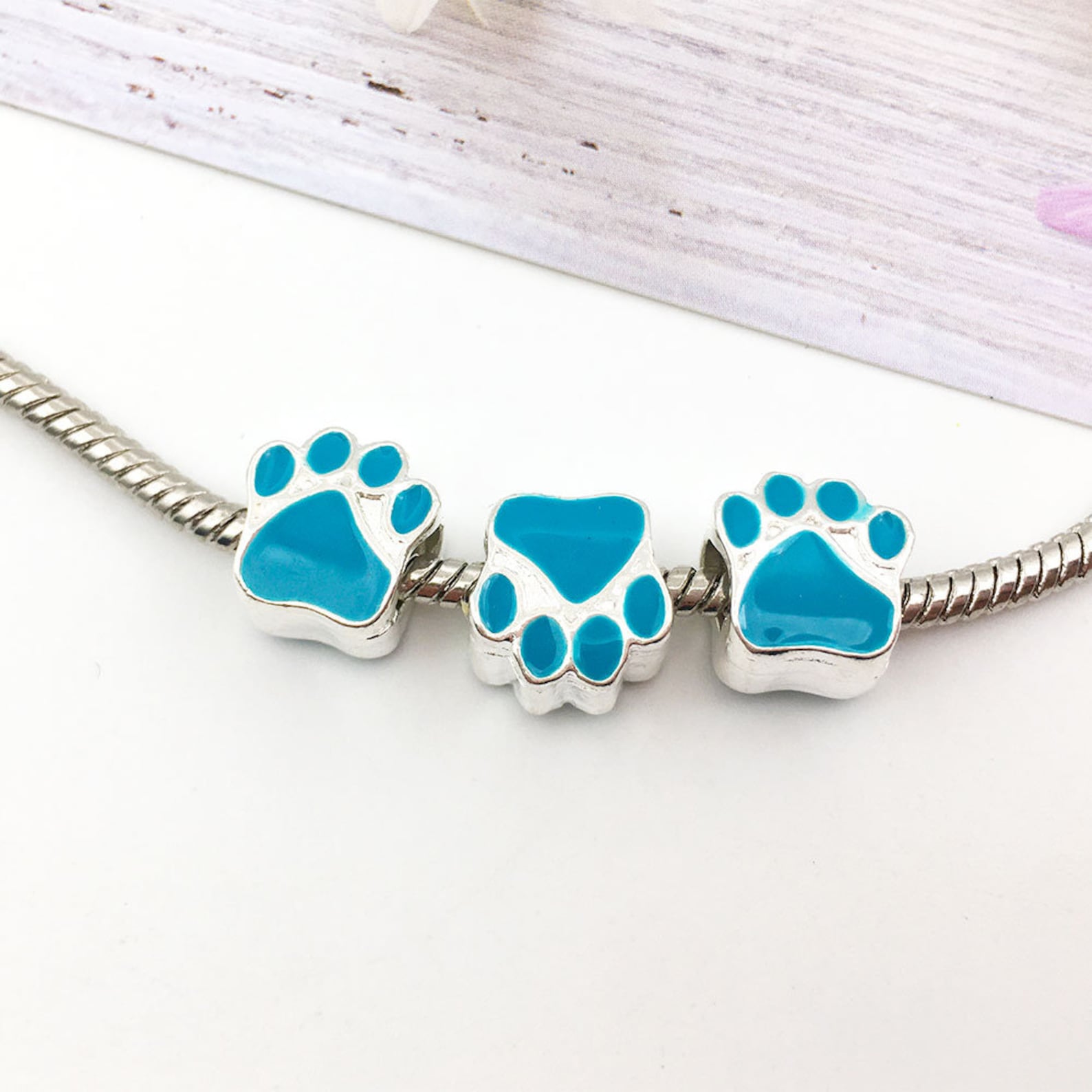 8PCS Enamel Bear paw Beads European Jewelry Beads Wholesale | Etsy