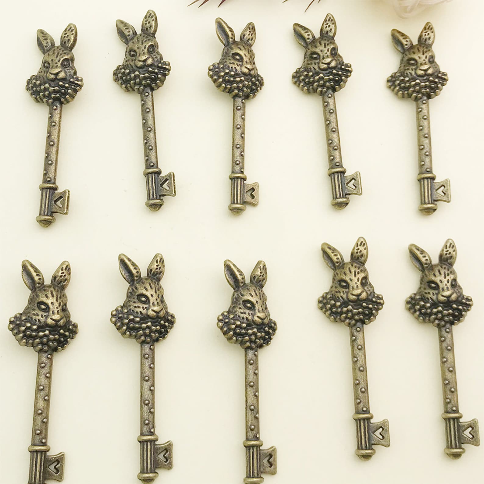 10pcs 16x51mm Antique Bronze Alice Rabbit Bunny Key Charm Pendant C8333 ...