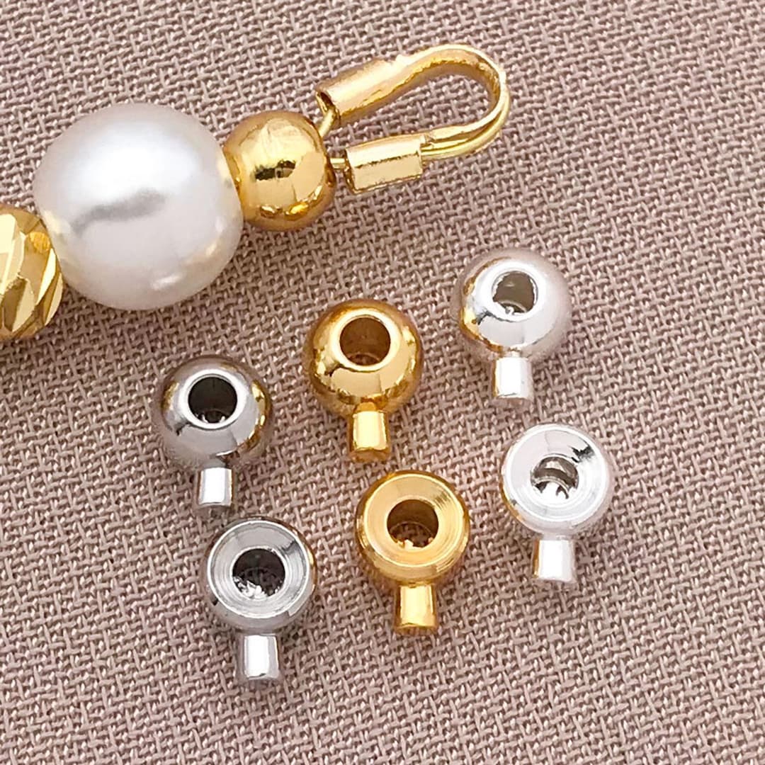 10/20/30pcs Crimp Beads 18K Gold Plated Round Column Spacer Stoppers ...