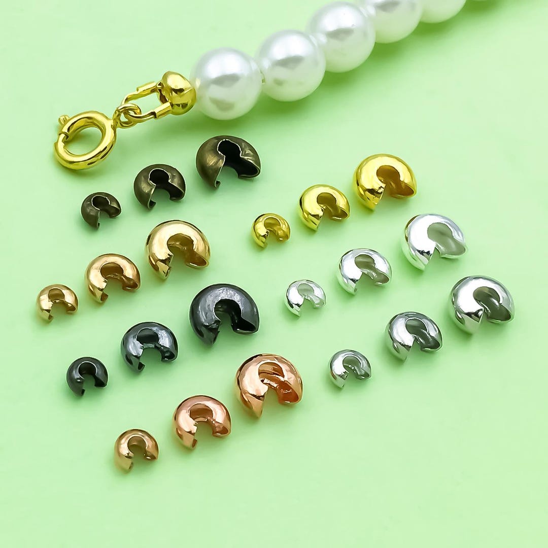 100pcs Crimp Bead Covers Crimp Beads Half Round Open, Crimps Cover for ...