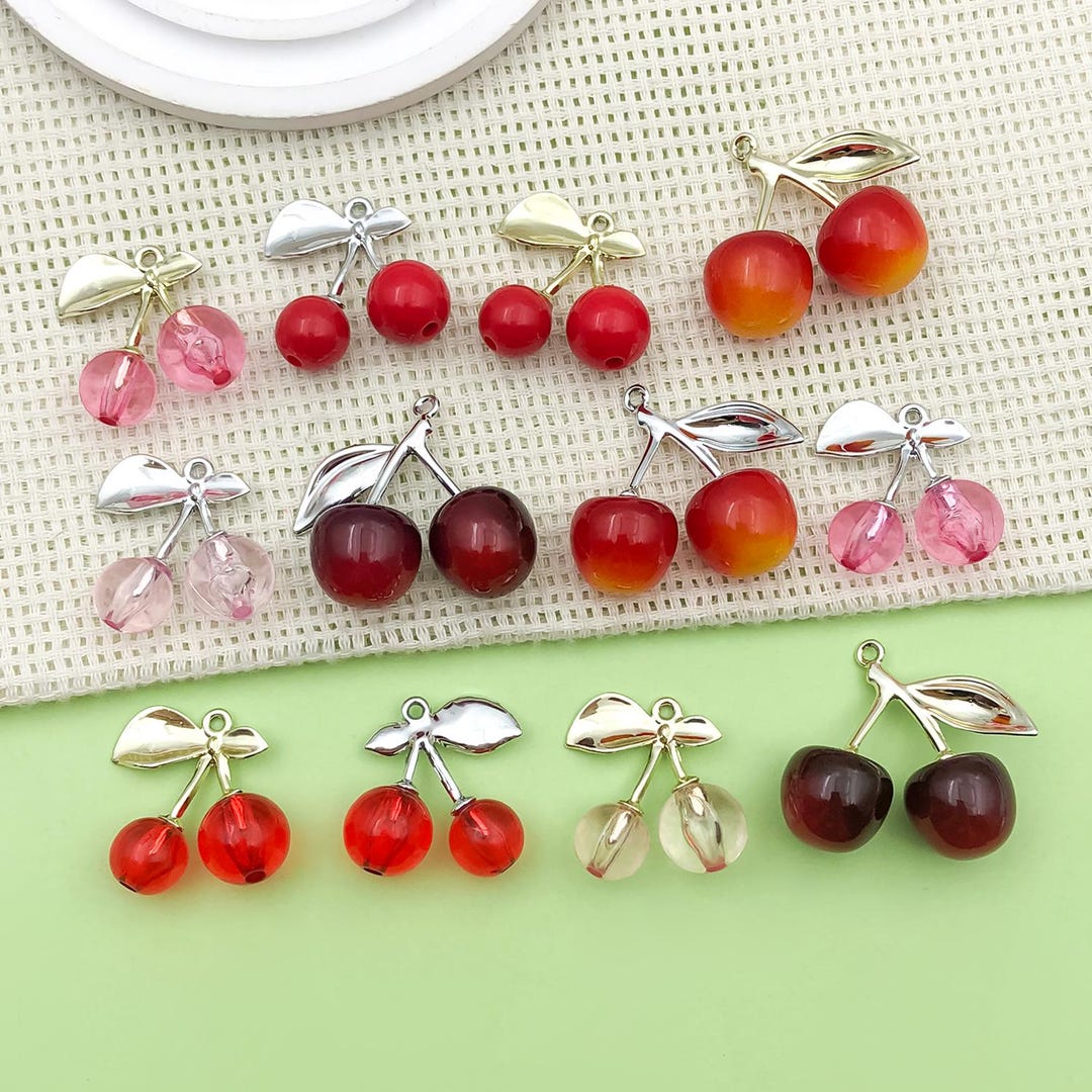 5/12pcs Cute Fruit Pendants Y2K Big Cherry Charms Pendant Alloy ...