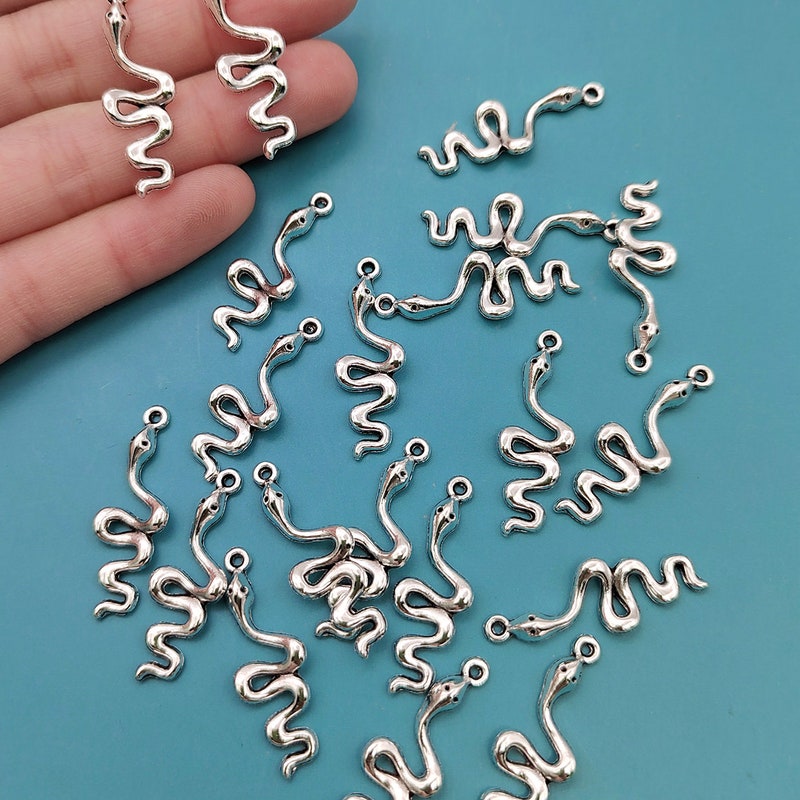 Silver Snake Charm - Etsy