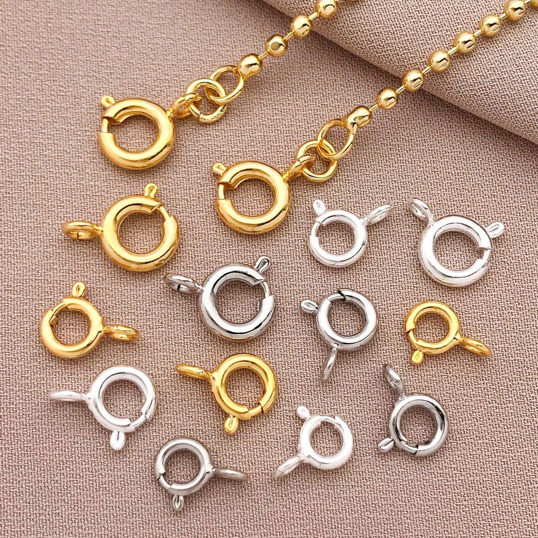 10/15/20pcs 18K Gold Plated Spring Clasps Brass Round Clasps Open Ring ...