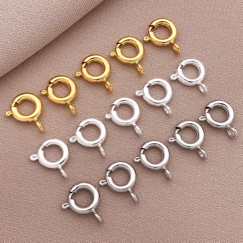 10/15/20pcs 18K Gold Plated Spring Clasps Brass Round Clasps Open Ring ...