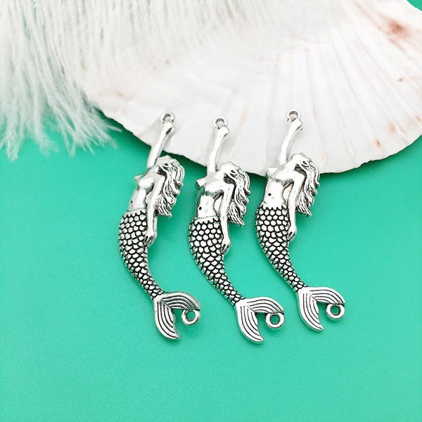 Silver Mermaid Charm - Etsy