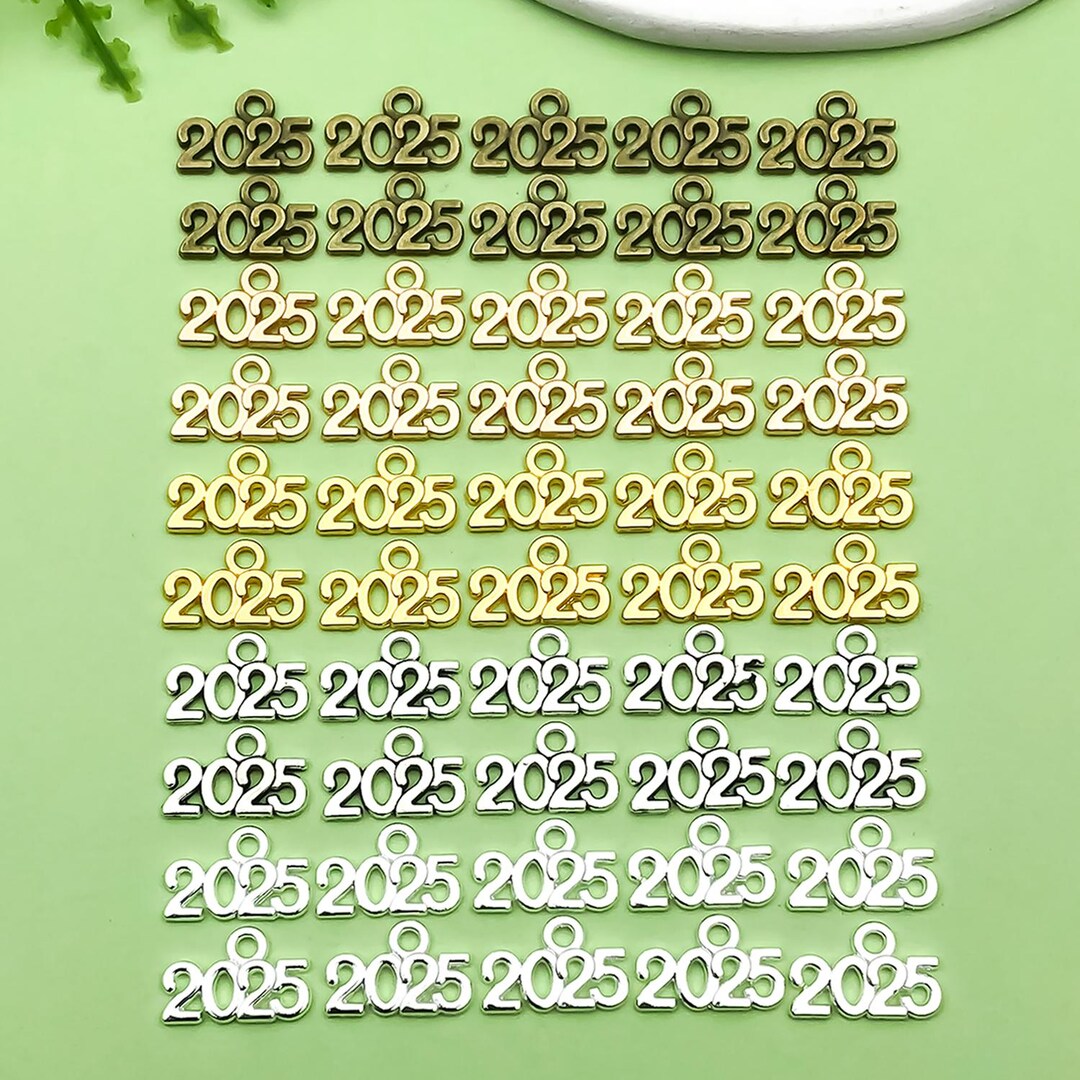 50pcs Alloy Year Charms 2025 Charms Pendant for Bracelets Graduation ...