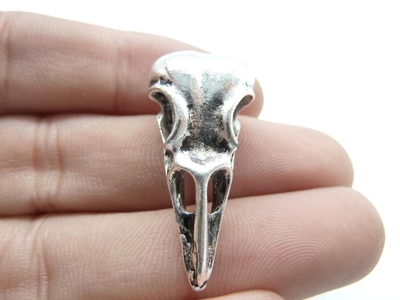 5pcs 10x15x32mm Antiqued Silver Bird Skull Head Pendant C7524 - Etsy