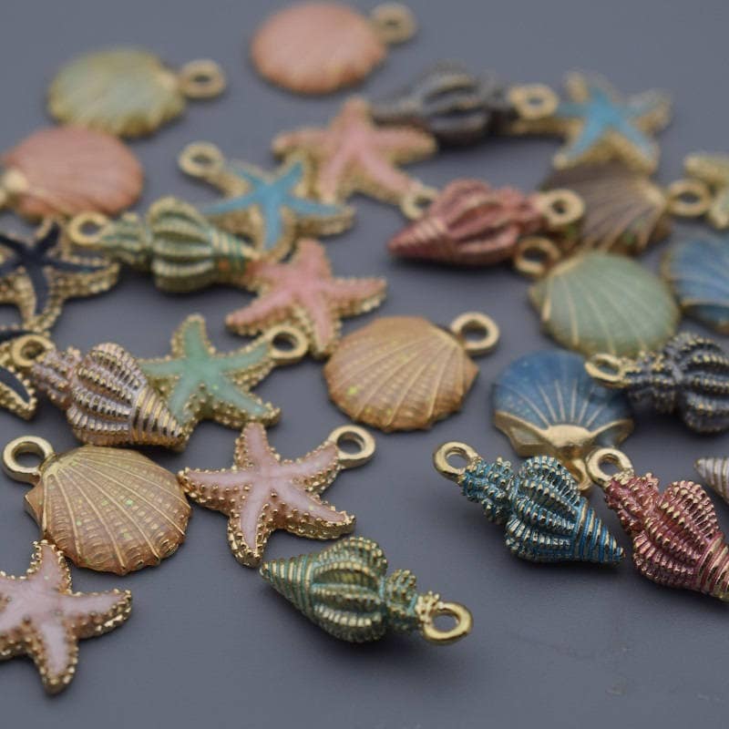 Shell Charms-10pcs Enamel Shell Charm Seashells Charm - Etsy
