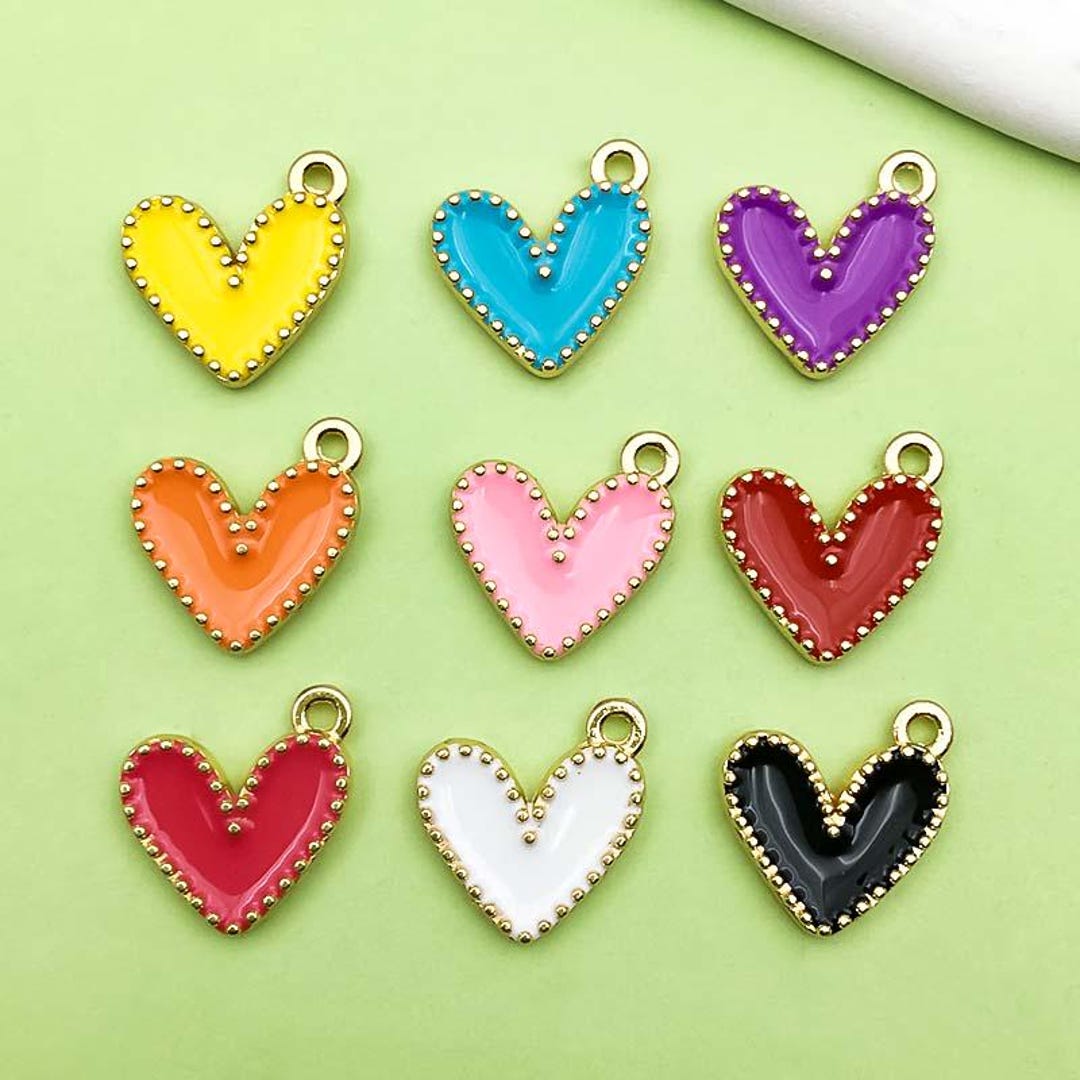 20pcs Mix Colors Enamel Mini Heart Charm,cute Love Earring Pendant ...