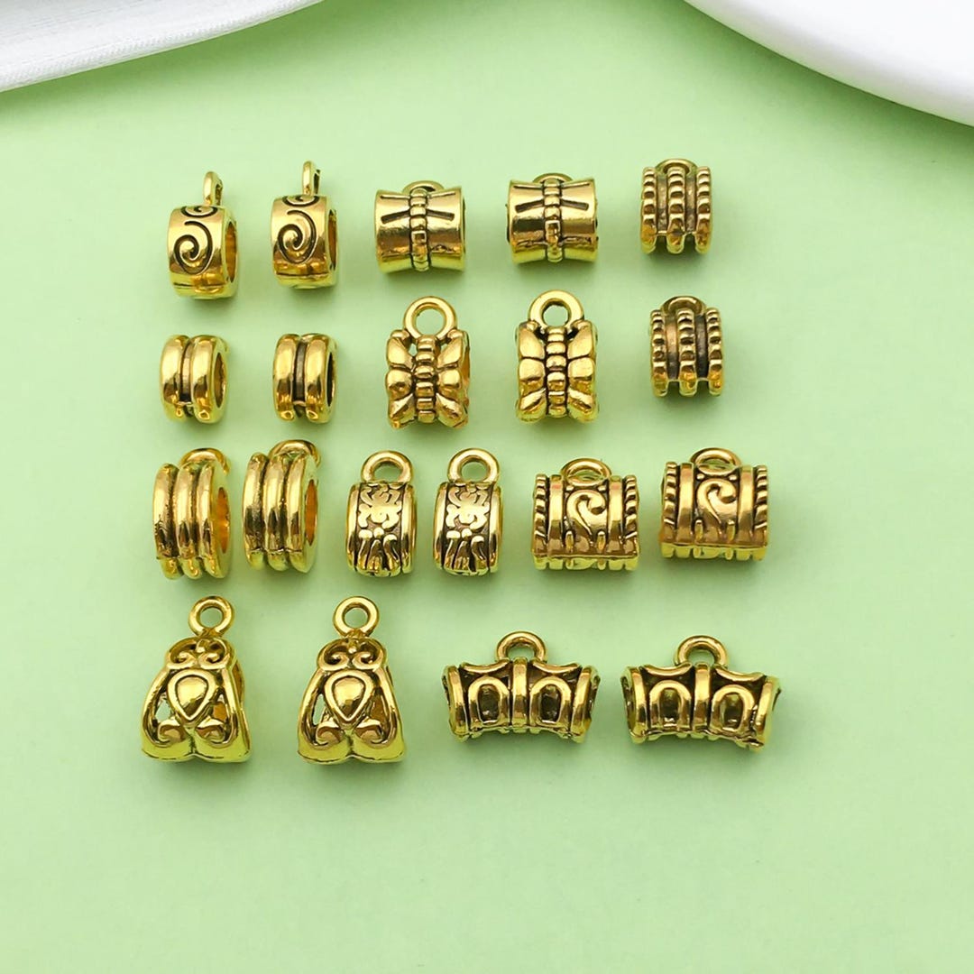 Mix20pcs Bulk Tibetan Style Golden Bail Beads,hanger Links, Bracelet ...