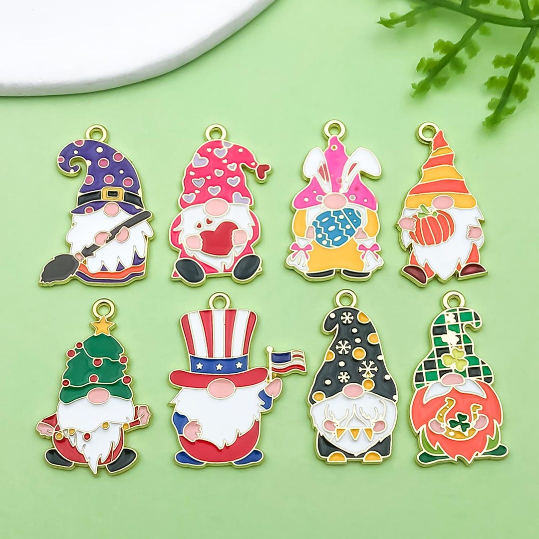 8/10pcs Mixed Enamel Easter Charm Zinc Alloy Dwarf Pendant for Bracelet ...