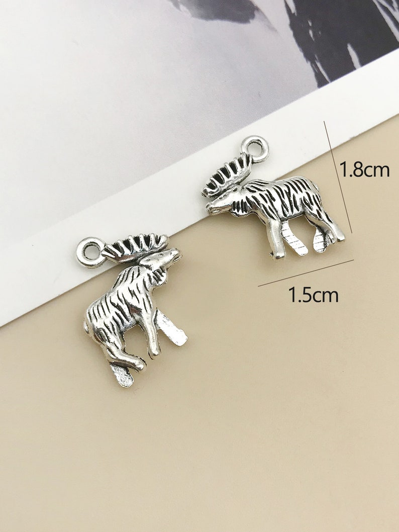 10/15/20pcs Antique Silver Elk Charm Pendant for DIY Necklace Bracelet ...