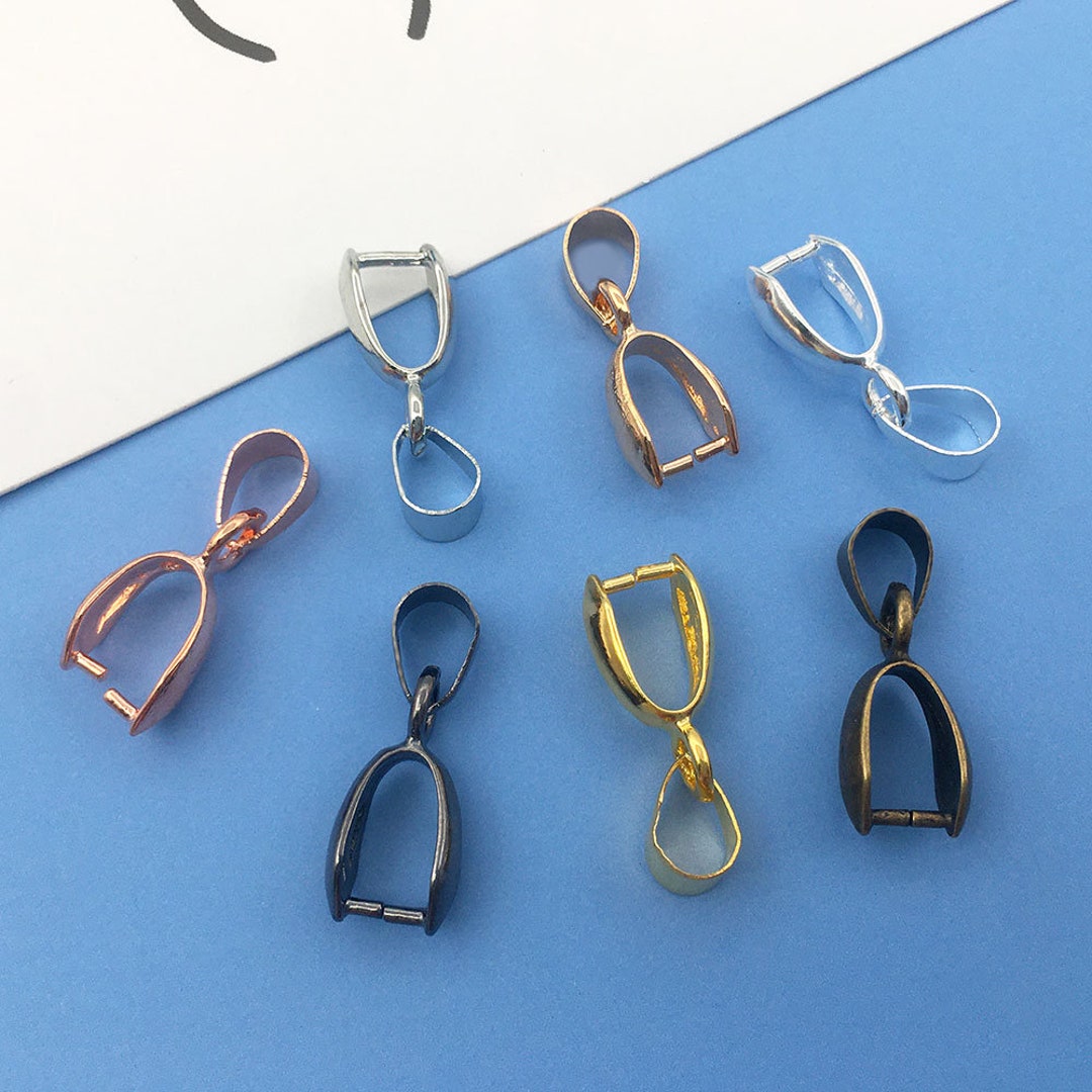 30PCS Pendant Pinch Bail Clasps Necklace Hooks Clips Charm Pinch Bails ...