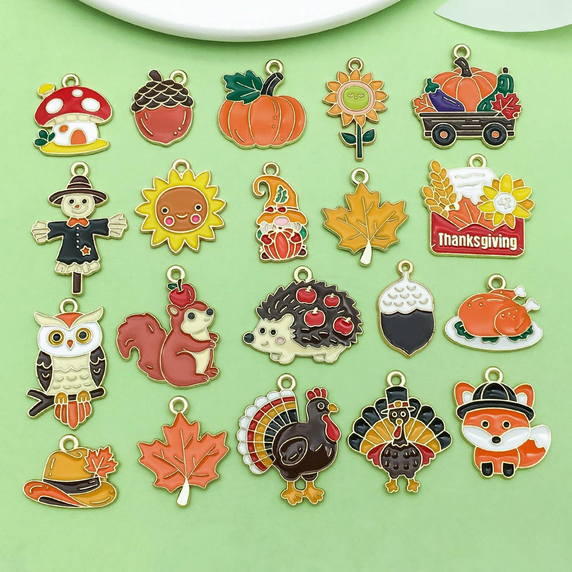 10/20pcs Fashion Enamel Fall Thanksgiving Charms Turkey Pumpkin Maple ...