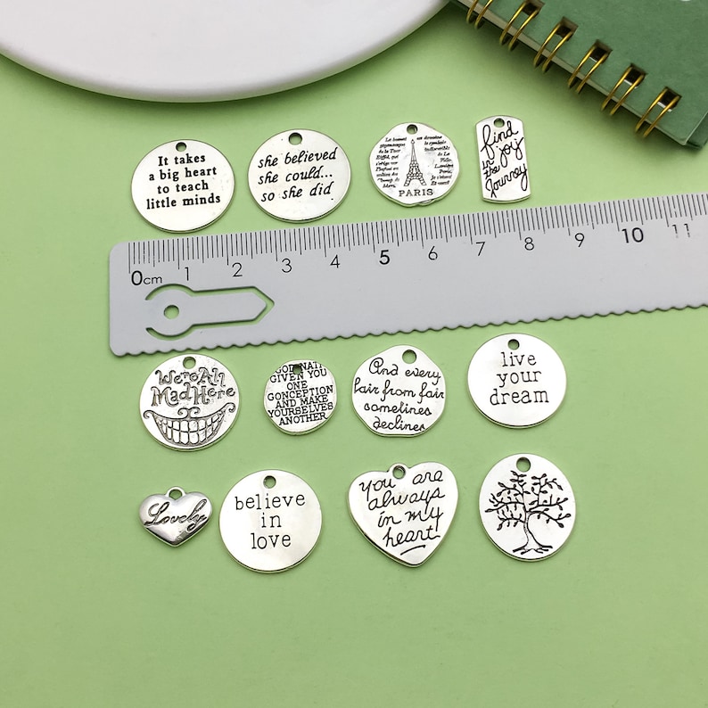 10/40pcs Inspiration Words Charms Craft Supplies Pendants for Crafting ...