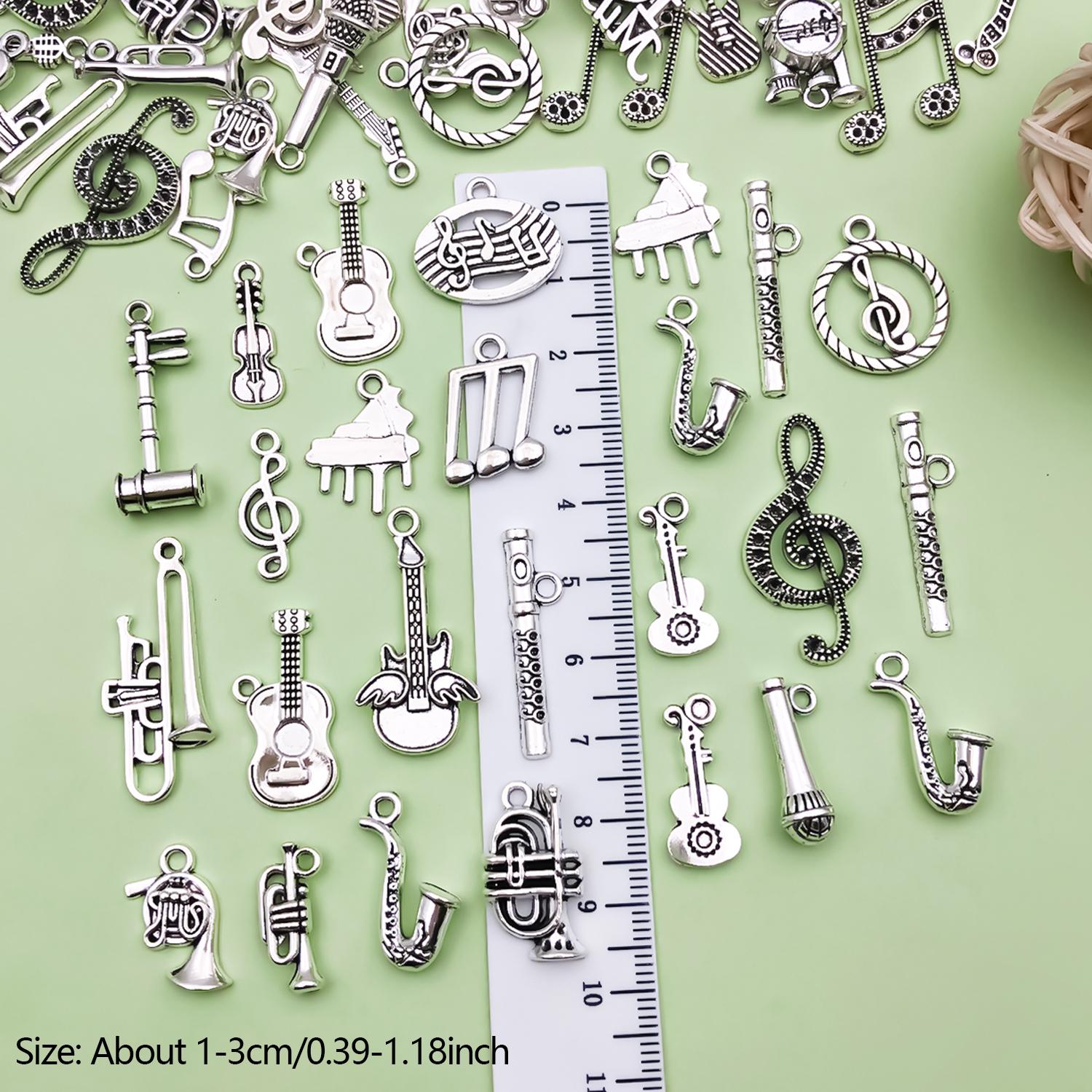 Mix 20/50/100pcs Bulk Antique Silver Musical Instrument Guitar Charms ...