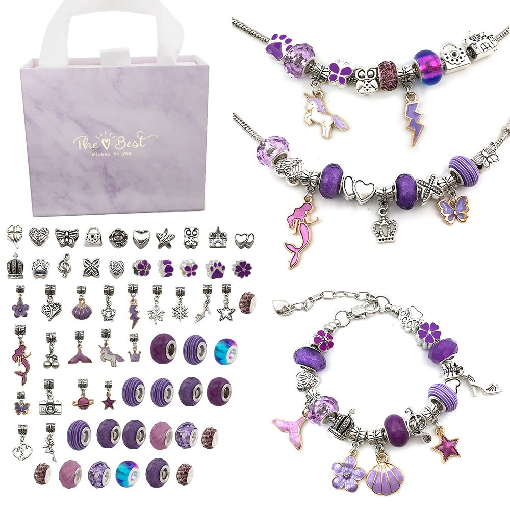 Purple 1 Set Charm Bracelet Making Kit DIY Charm Bracelet Making Kit ...