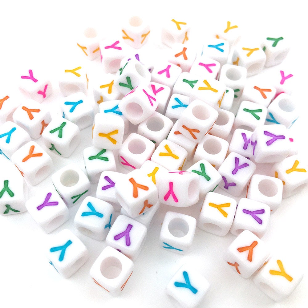 100PCS Mix Square Letter Beads Alphabet Cube or Round Beads A to Z ...