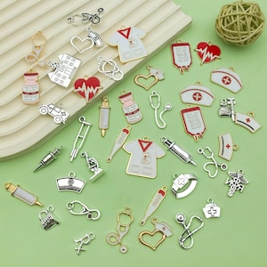 40pcs Mix Bulk Nurse Charms Stethoscope Charms Antique Medical Charms ...
