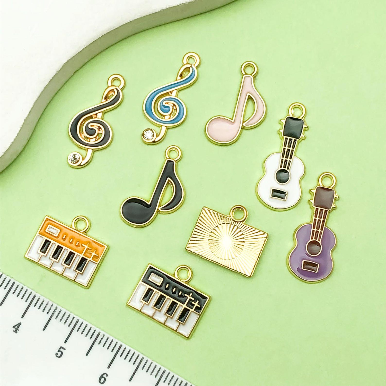 50pcs Bulk Enamel Music Charms Tibetan Guitar Notes Piano Musical ...