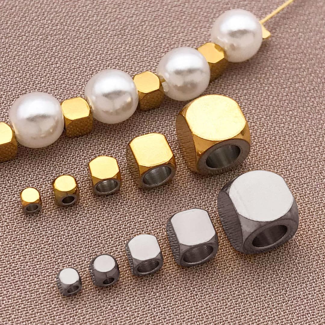 20pcs Stainless Steel Beads Cube Beads Faceted Geometry Beads 2/2.5/3/4 ...