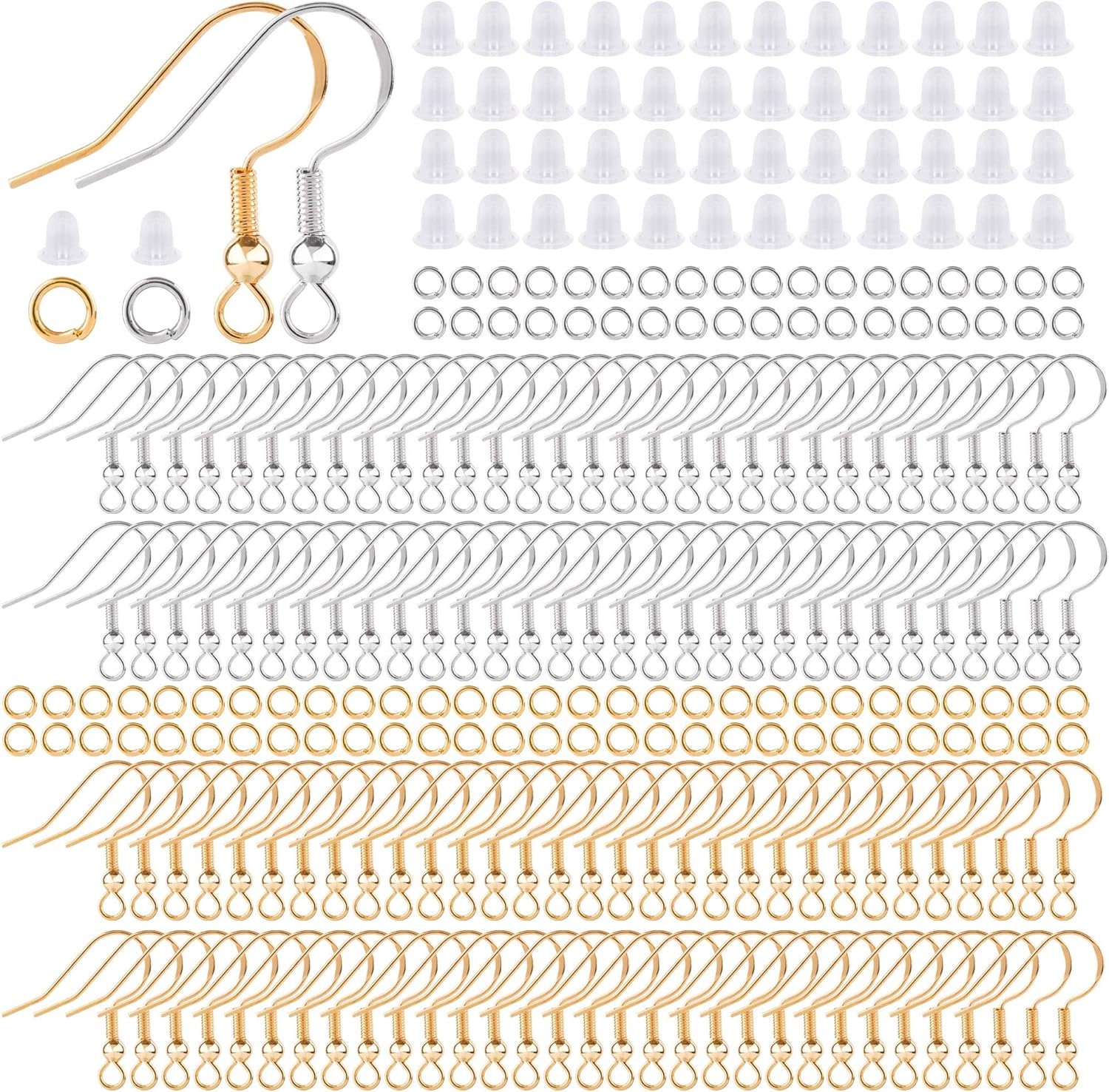 300pcs Nickel Free Iron Ear Hook Clasp With Bead Hooks Earring Clasp ...