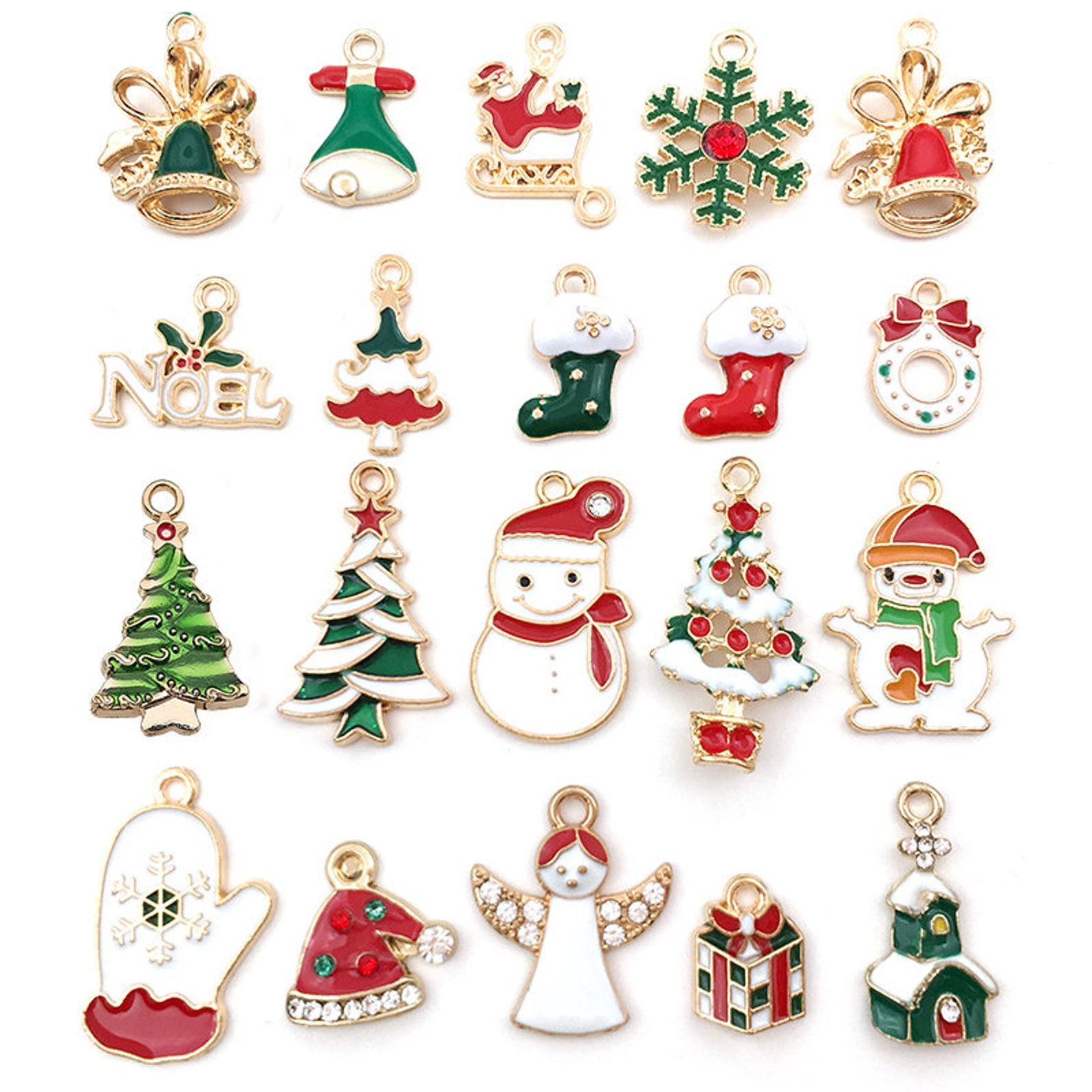 10PCS Enamel Christmas Charms Alloy and Enamel Christmascharms Santa ...
