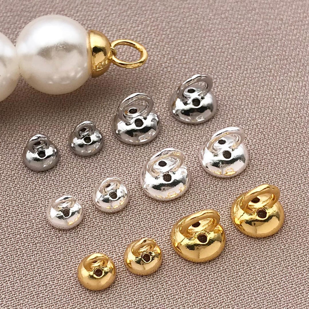 10/20/30pcs 18k Gold Plated Brass Bead End Cap With Hole Bead Cap With ...