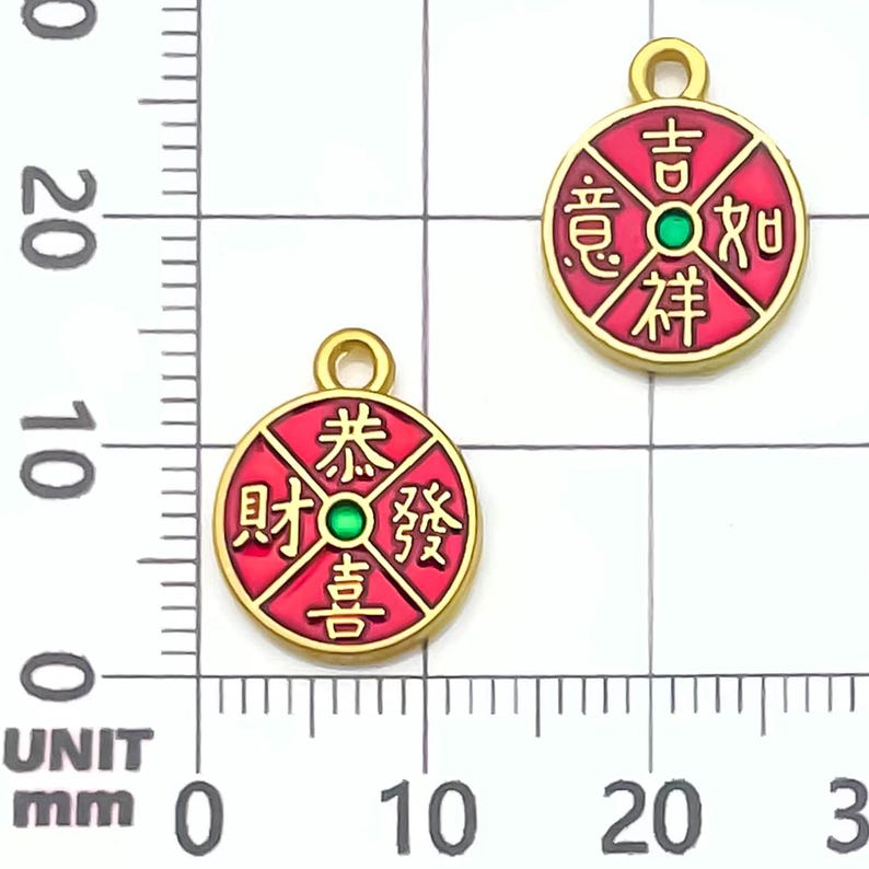 10/16pcs Enamel Chinese Style New Year Lucky Blessing Charm Red Lantern ...