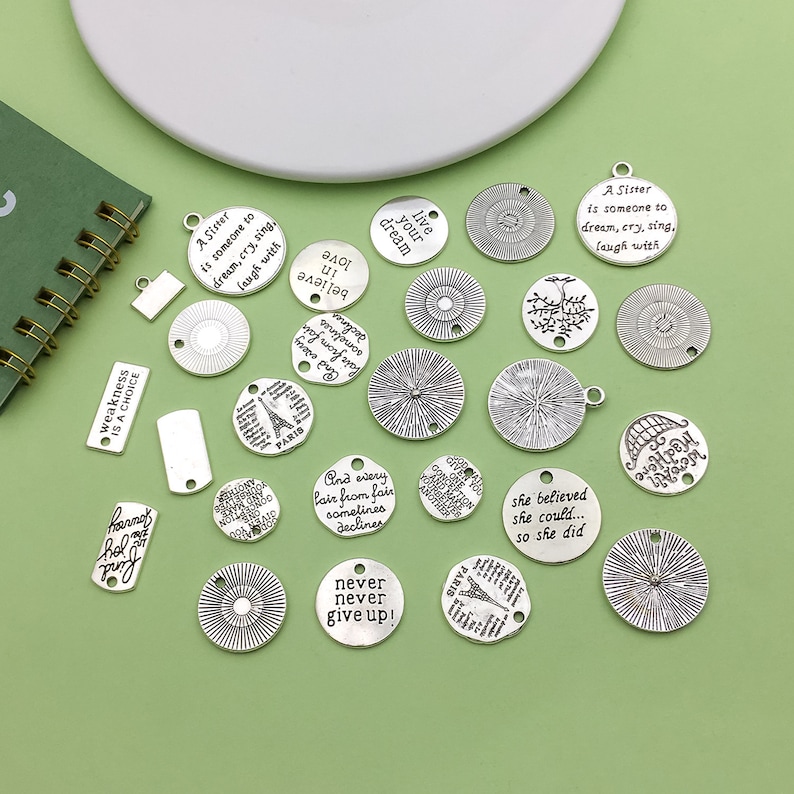 10/40pcs Inspiration Words Charms Craft Supplies Pendants for Crafting ...