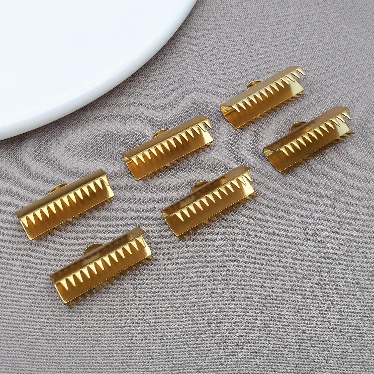 10/30pcs Rectangle Ribbon Ends With Clamps Stainless Steel Ribbon Crimp ...