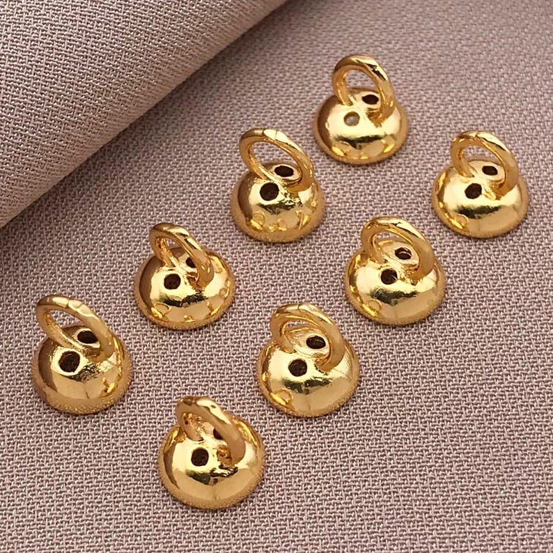 10/20/30pcs 18k Gold Plated Brass Bead End Cap With Hole Bead Cap With ...